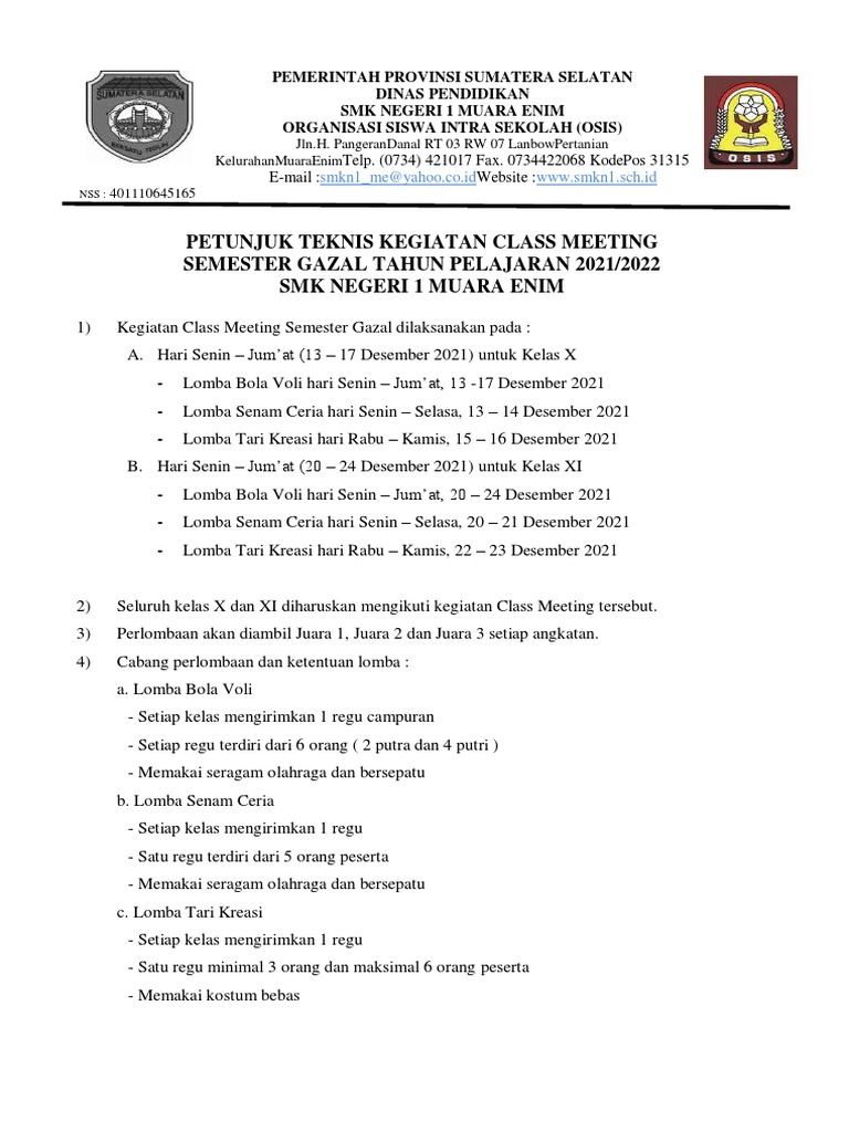 Juknis Class Meeting | PDF