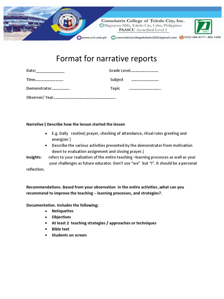Format Narrative Report Manuscript | PDF | Career & Growth | Business