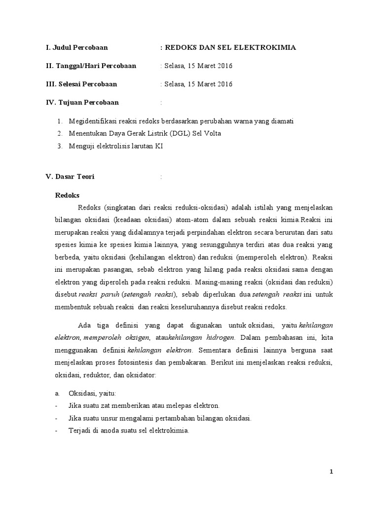 JUDUL Redoks | PDF | Metode & Bahan Ajar | Sains & Matematika