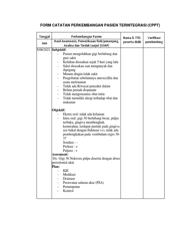 CPPT, Konsultasi, Rujukan Balik Dokter Gigi | PDF