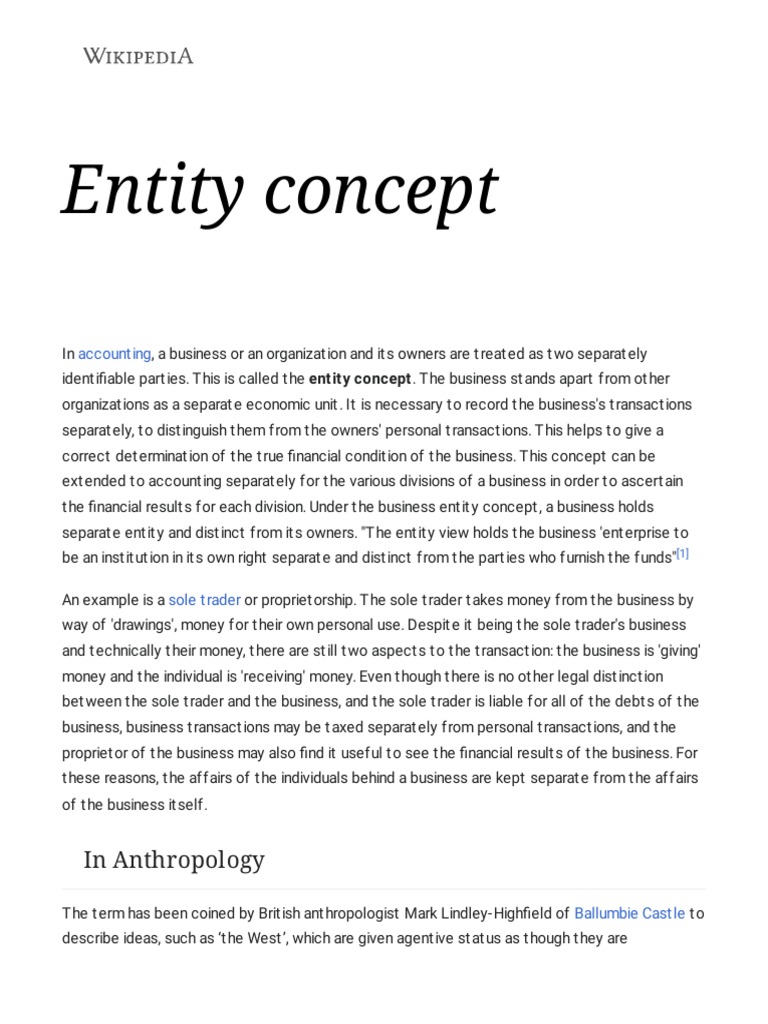 Entity Concept: in Anthropology | PDF