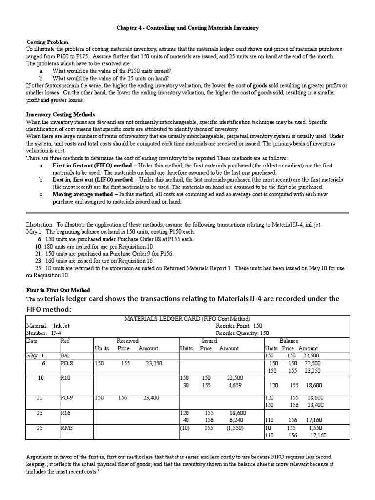 Controlling and Costing Materials Inventory - Module On Cost Accounting ...