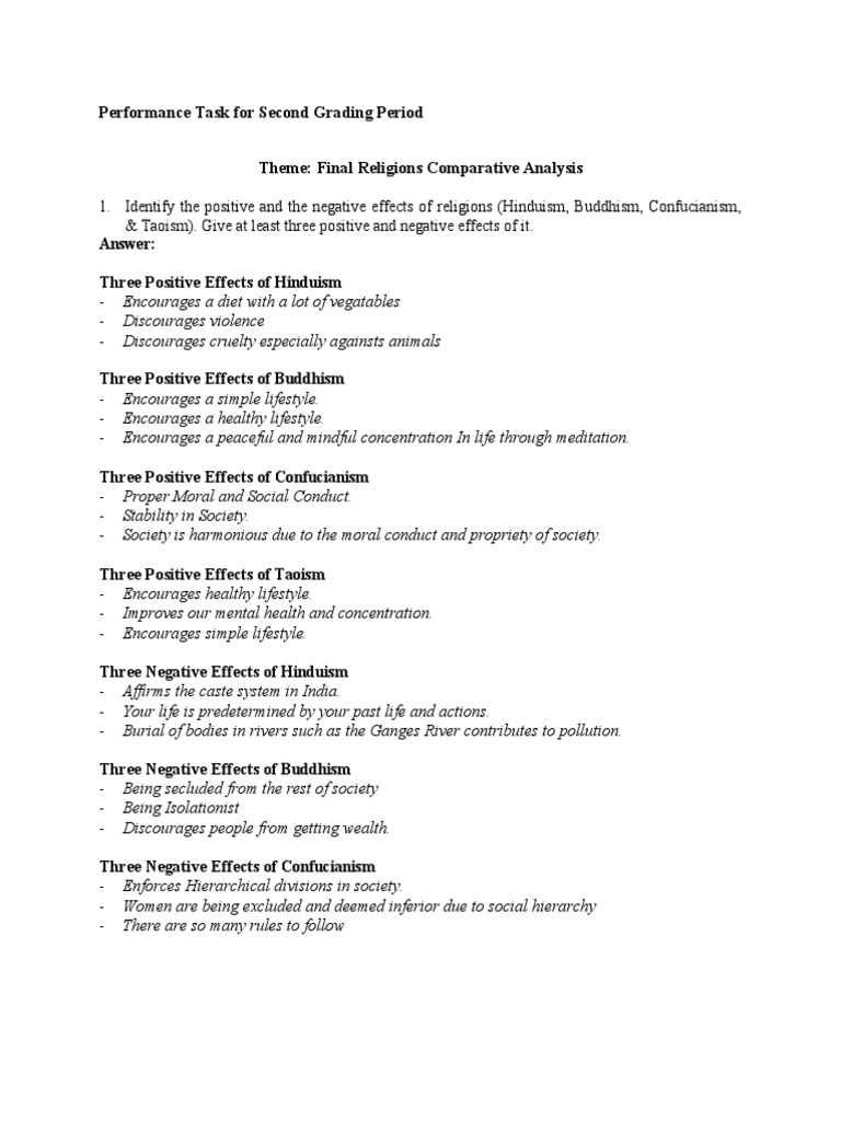 Comparative Analysis of Major Religions | PDF | Confucianism ...