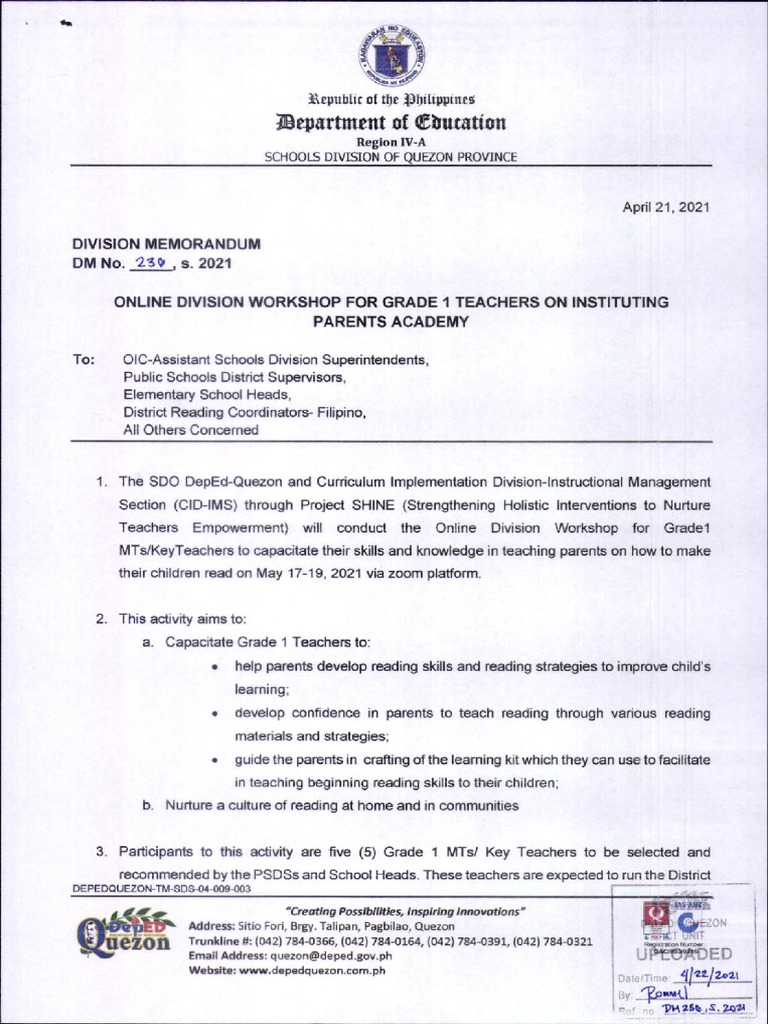 DM 236 S. 2021 Oopojnfr32o7vmiphhlf1 | PDF | Teaching | Learning