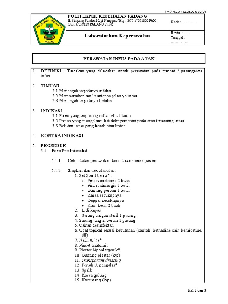Perawatan Infus Pada Anak | PDF