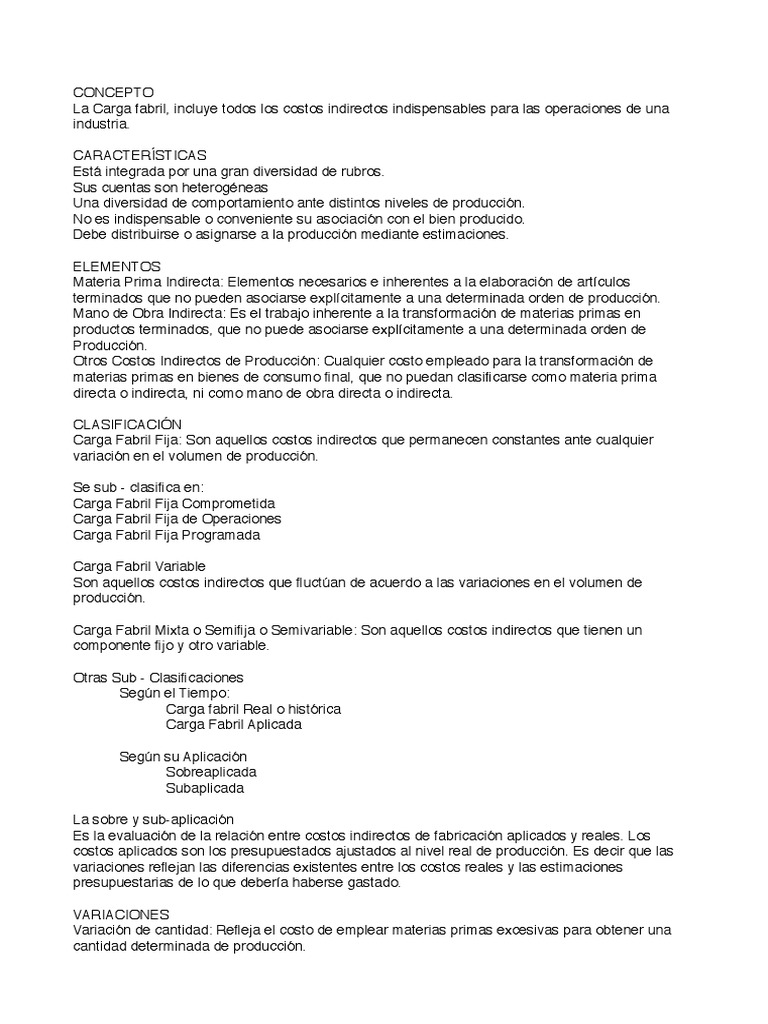 Carga Fabril | PDF | Costo | Economias