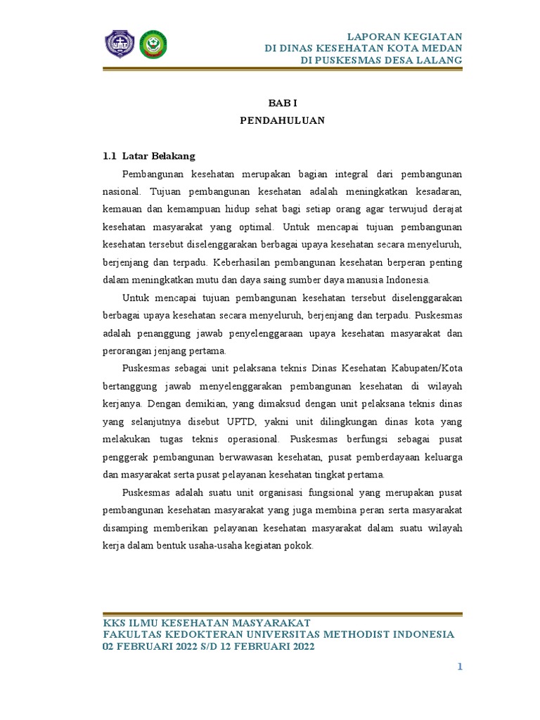 Bundelan Dinas Kesehatan Kota Medan Puskesmas Desa Lalang | PDF