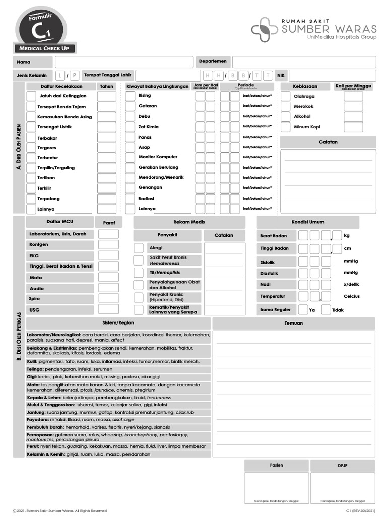 2021.04.19 - Formulir C1 - Medical Check Up | PDF