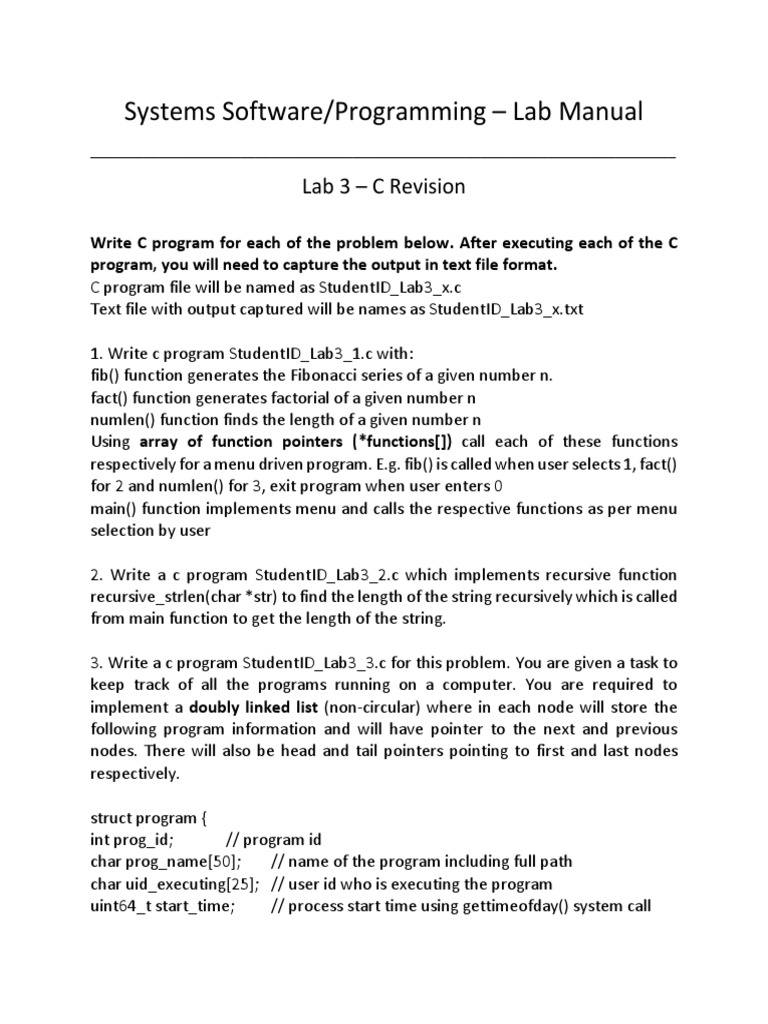 Systems Software/Programming - Lab Manual | Download Free PDF | Subroutine | Pointer (Computer ...