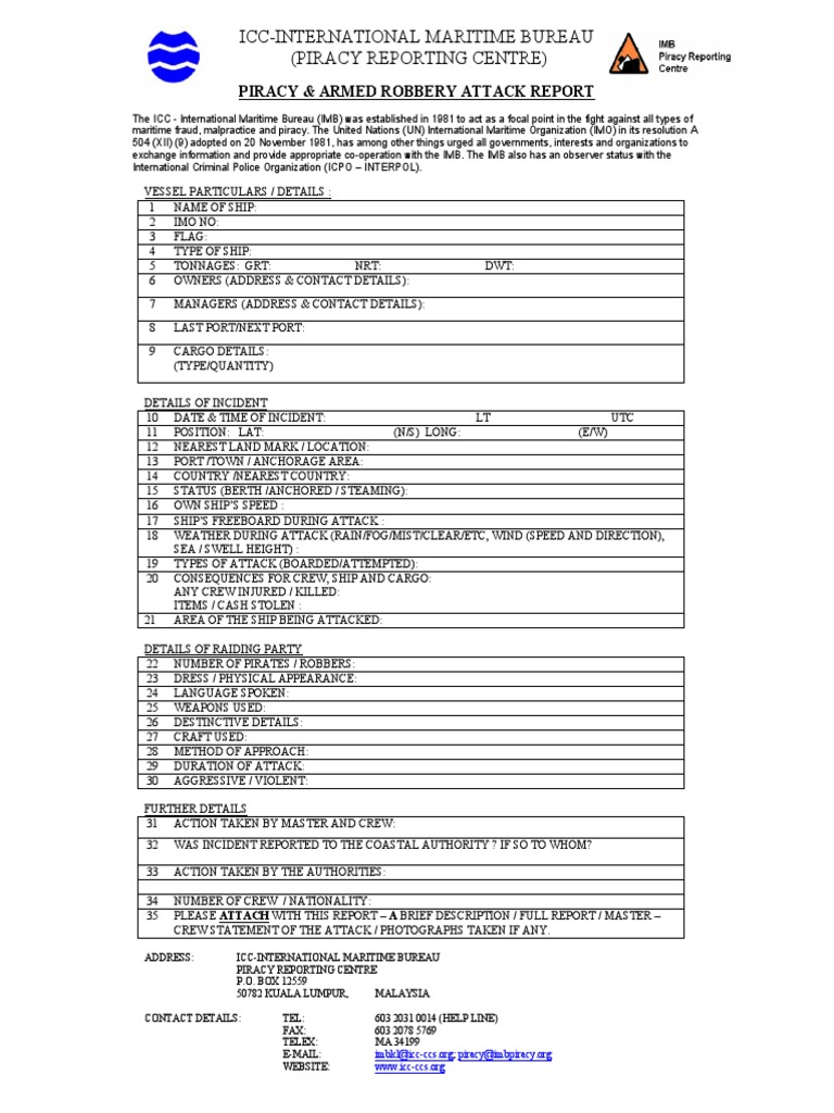 Imb Piracy Attack Report | PDF | Piracy | Ships