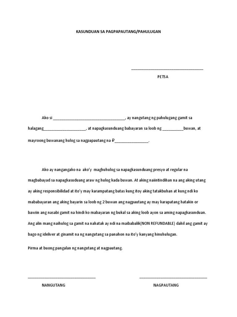 Kasunduan Sa Pagpapautang | PDF