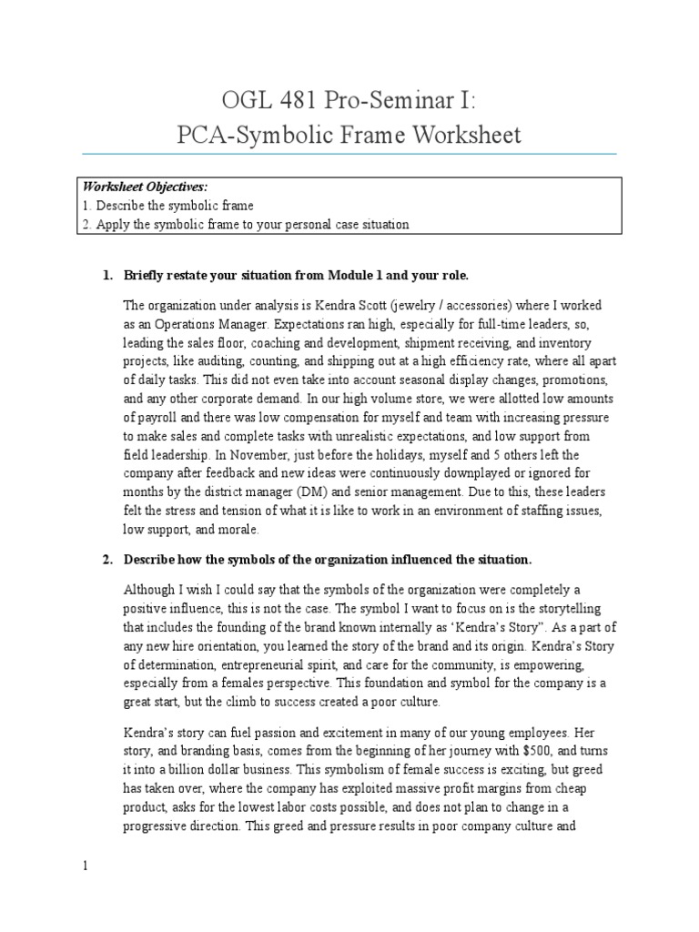 Ogl 481 Symbolic Frame Worksheet | PDF | Employment | Leadership