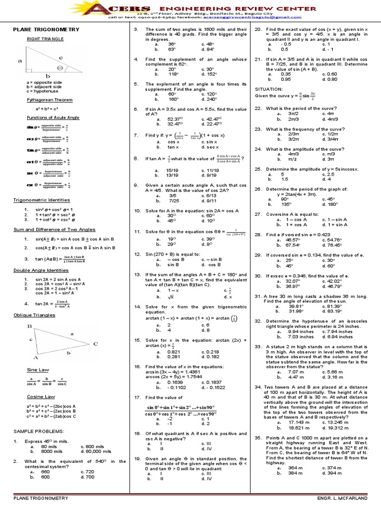 Plane Trigonometry: Trigonometric Identities | PDF | Trigonometric ...