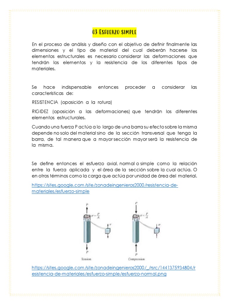 Esfuerzo Simple en Elementos Estructurales | PDF