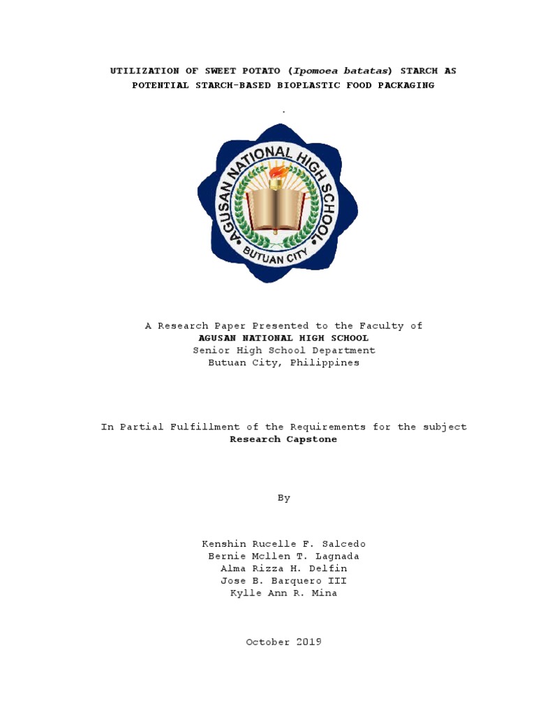 Utilization of Sweet Potato (Ipomoea Batatas) Starch As Potential ...