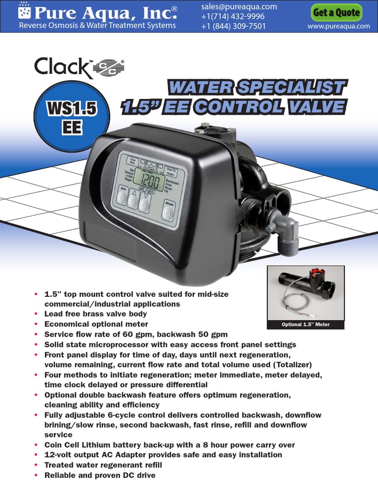 Ws1.5 Ee: Water Specialist 1.5" Ee Control Valve | PDF | Flow ...