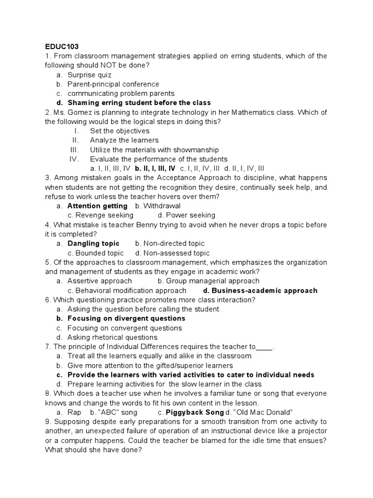 ProfEd 2 | PDF | Classroom Management | Teachers