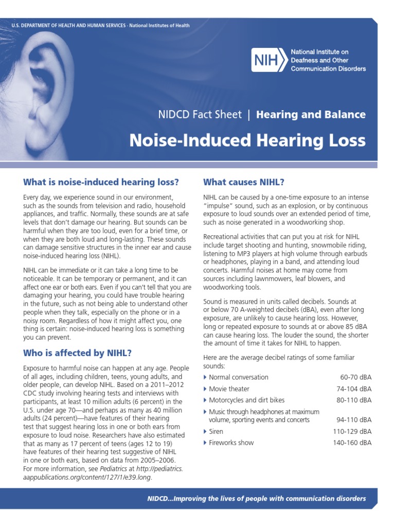 Noise Induced Hearing Loss English | PDF | Hearing | Ear