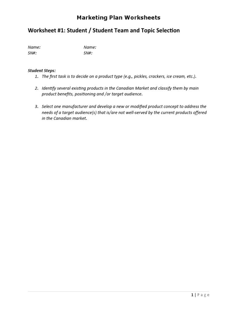 Marketing Project Worksheets S21) | PDF | Advertising | Brand