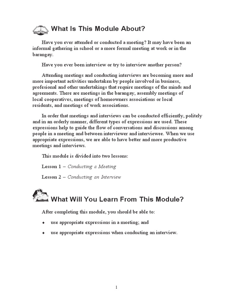 Appropriate Expressions in Meetings and Interviews | PDF | Interview