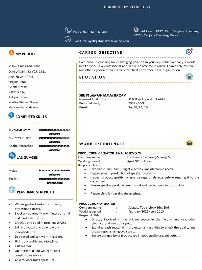 Mohamad Faris Syafiq Bin Abu Bakar - SPM | PDF