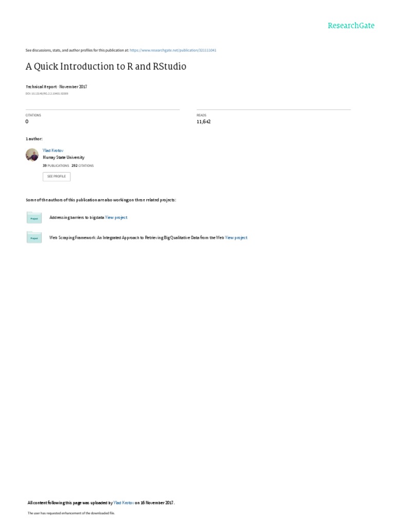 01 Quick Introduction To R | PDF | R (Programming Language) | Scripting ...