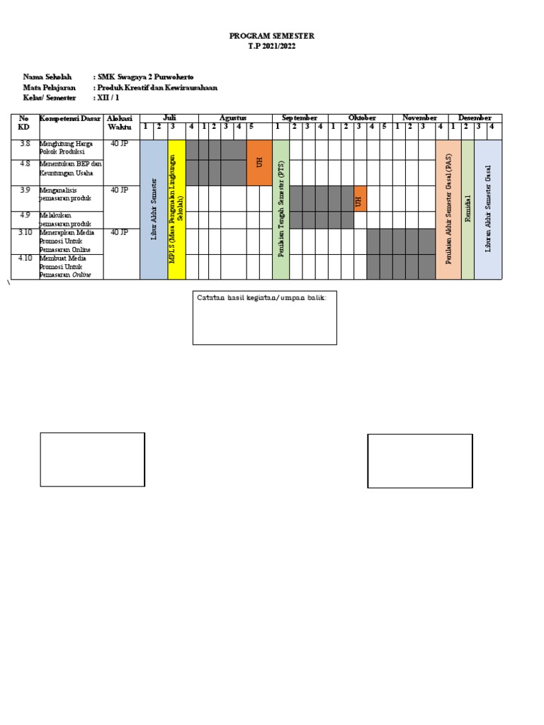 PRINT Program Semester 1 Print | PDF