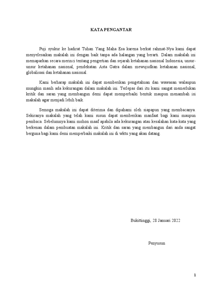 Ketahanan Nasional Indonesia: Sejarah dan Pendekatan Asta Gatra | PDF