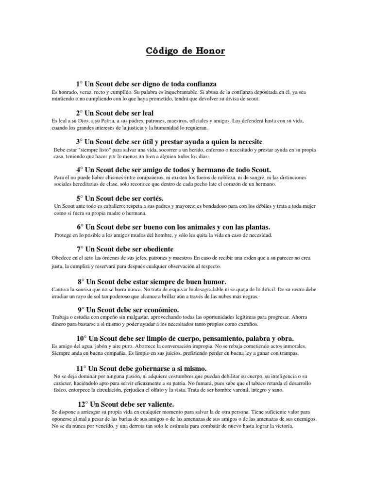 Codigo de Honor Explicado | PDF | Exploración