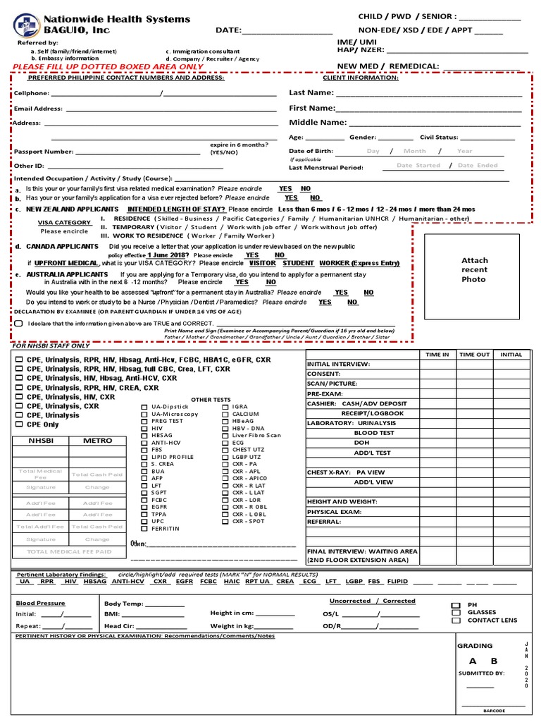 Nationwide Health Systems Baguio, Inc: Please Fill Up Dotted Boxed Area ...