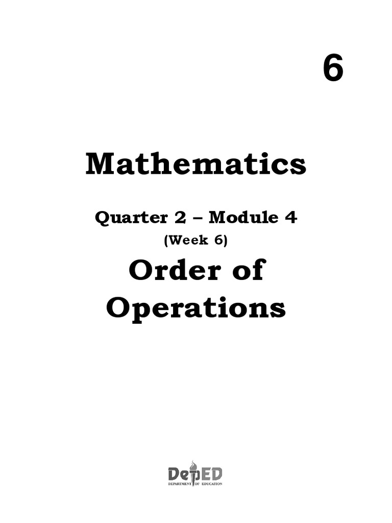 Mathematics: Order of Operations | PDF | Subtraction | Bracket