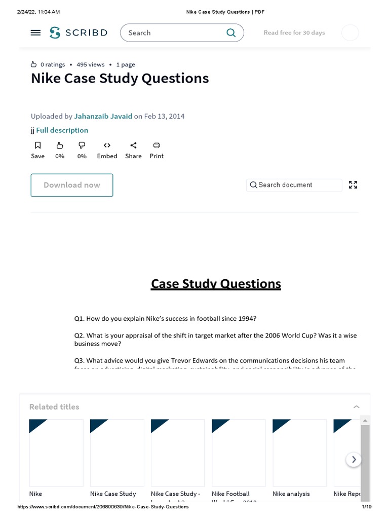 Nike Case Study Questions - PDF | PDF | Marketing | Social Media Marketing