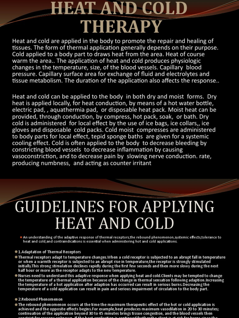 Heat and Cold Therapy | PDF | Vasodilation | Edema