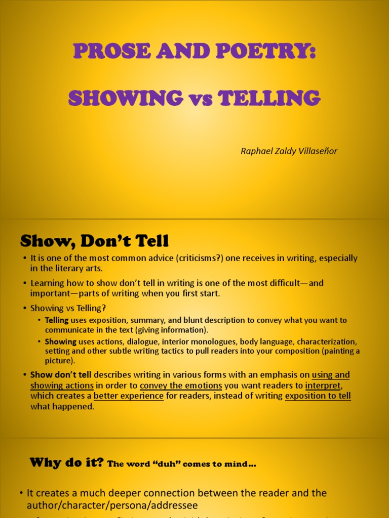 Showing Vs Telling | PDF | Cognitive Science | Experience