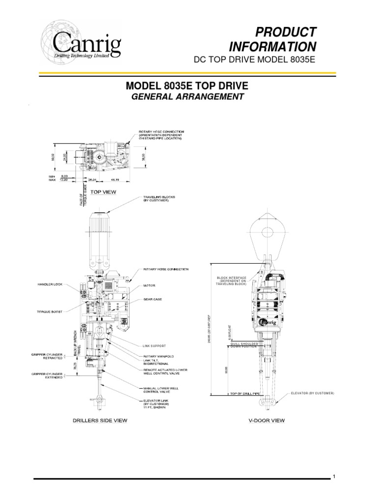 DC Top Drive Model 8035E Overview | PDF | Electric Motor | Horsepower