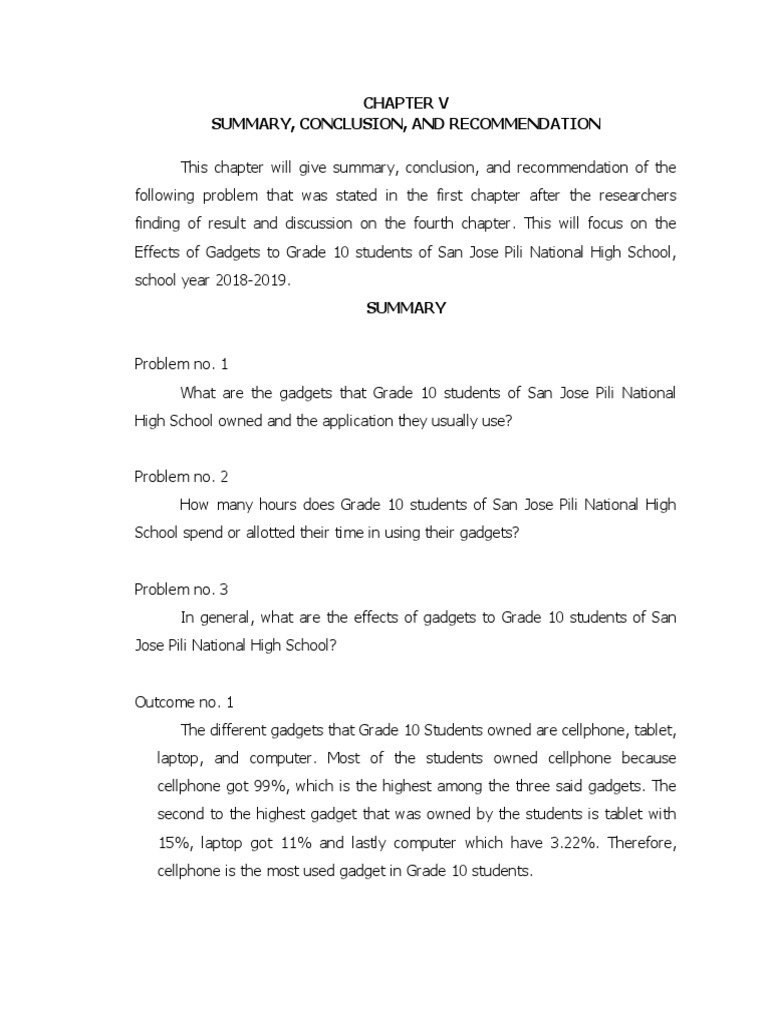 Summary, Conclusion, and Recommendation | PDF | Psychology | Cognitive ...