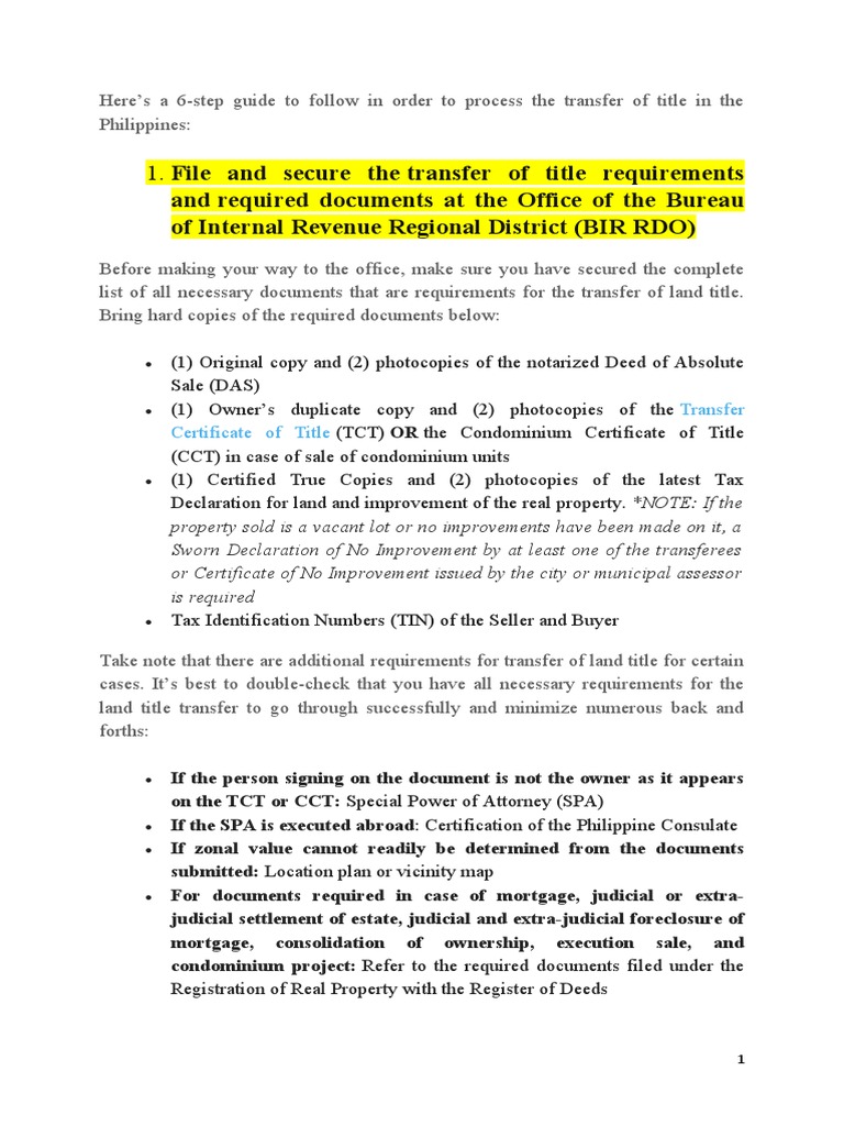 Land Registration Process | Download Free PDF | Taxes | Deed