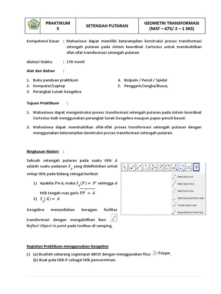 Transformasi Setengah Putaran Geometri | PDF | Metode & Bahan Ajar ...