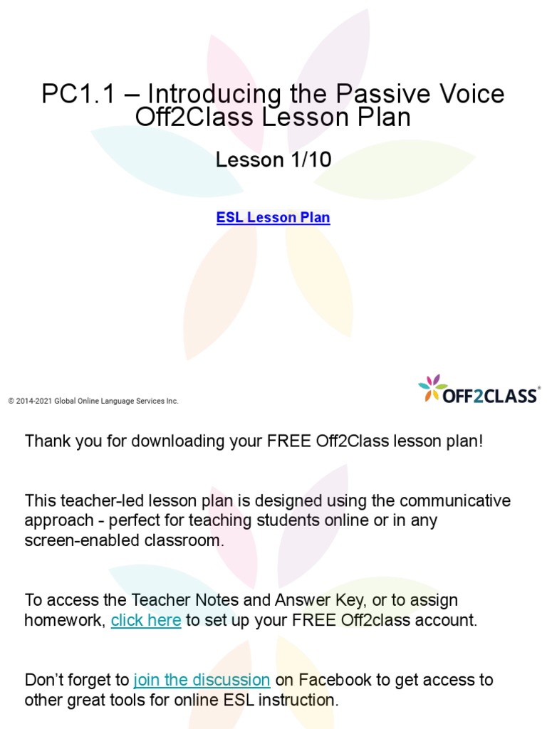 Teaching The Passive Voice - An Introductory Off2Class ESL Lesson Plan ...