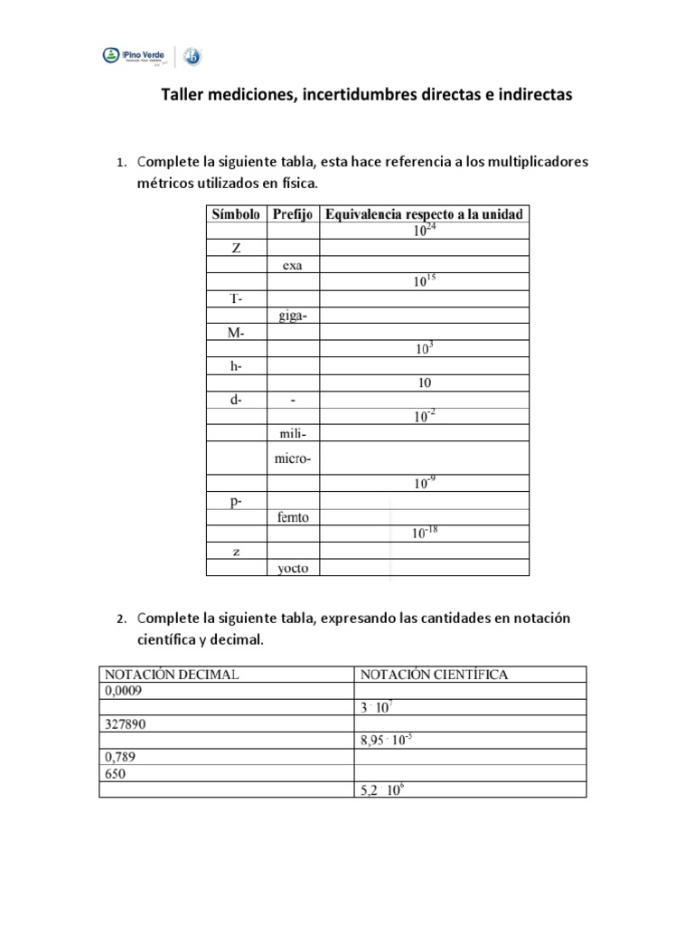 Taller Mediciones e Incertidumbres | PDF | voltaje | Medición
