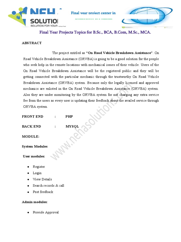 16.on Road Vehicle Breakdown Assistance | PDF | Random Access Memory ...