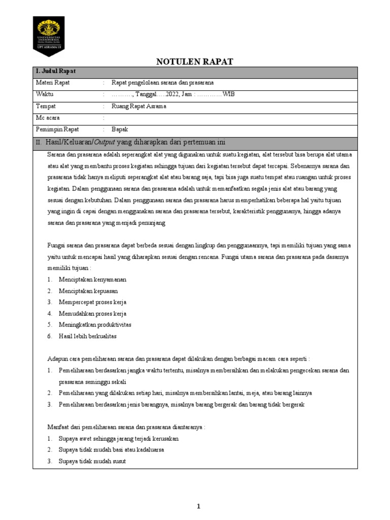 Notulen Rapat | PDF