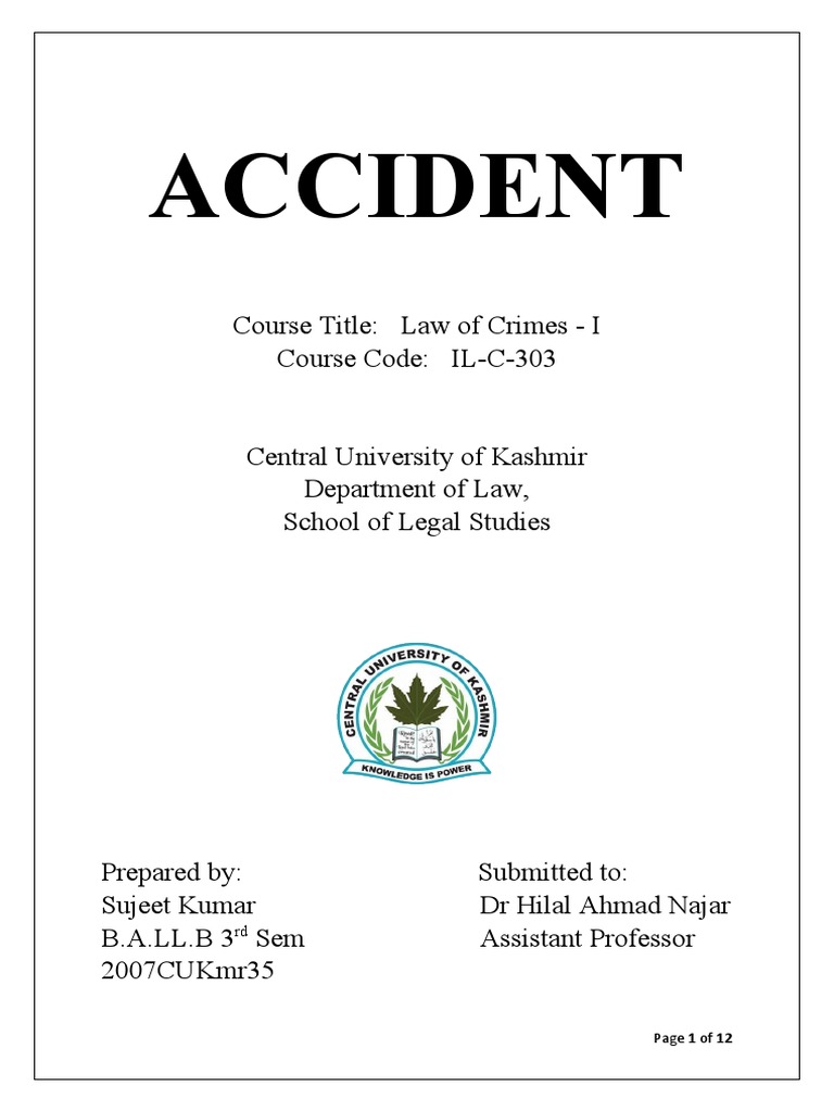 Criminal Law Assignment | PDF | Burden Of Proof (Law) | Crime & Violence
