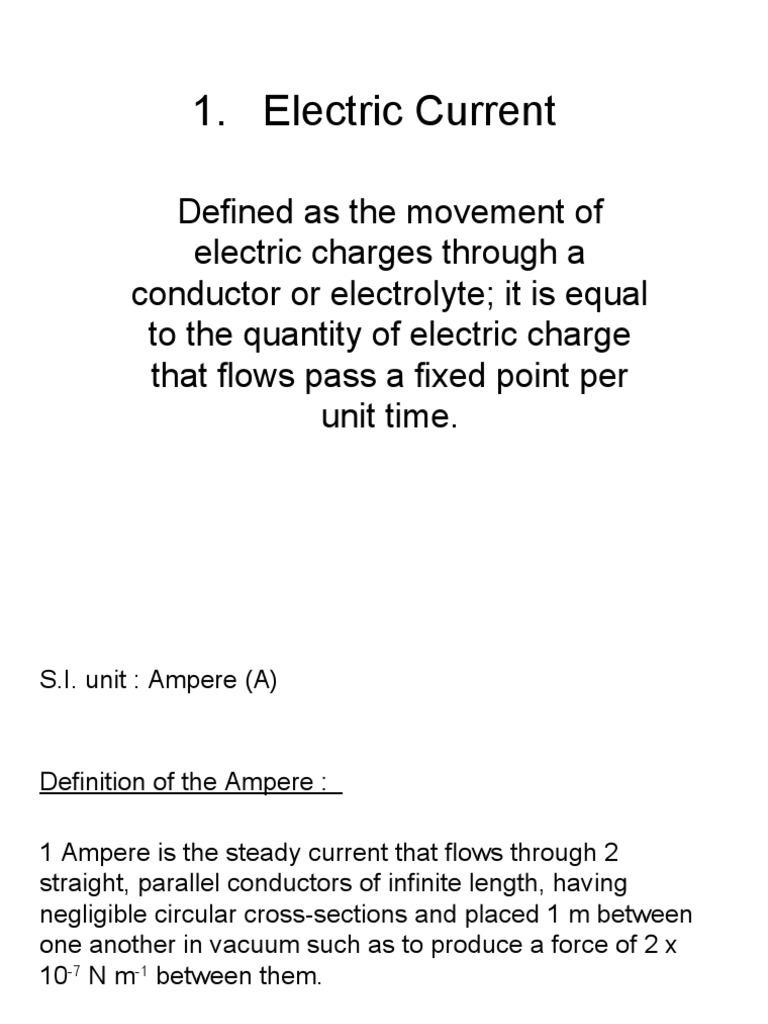 Electric Current | PDF | Electrical Resistivity And Conductivity | Voltage