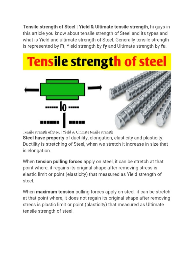 Tensile Strength of Steel | PDF | Strength Of Materials | Ultimate ...