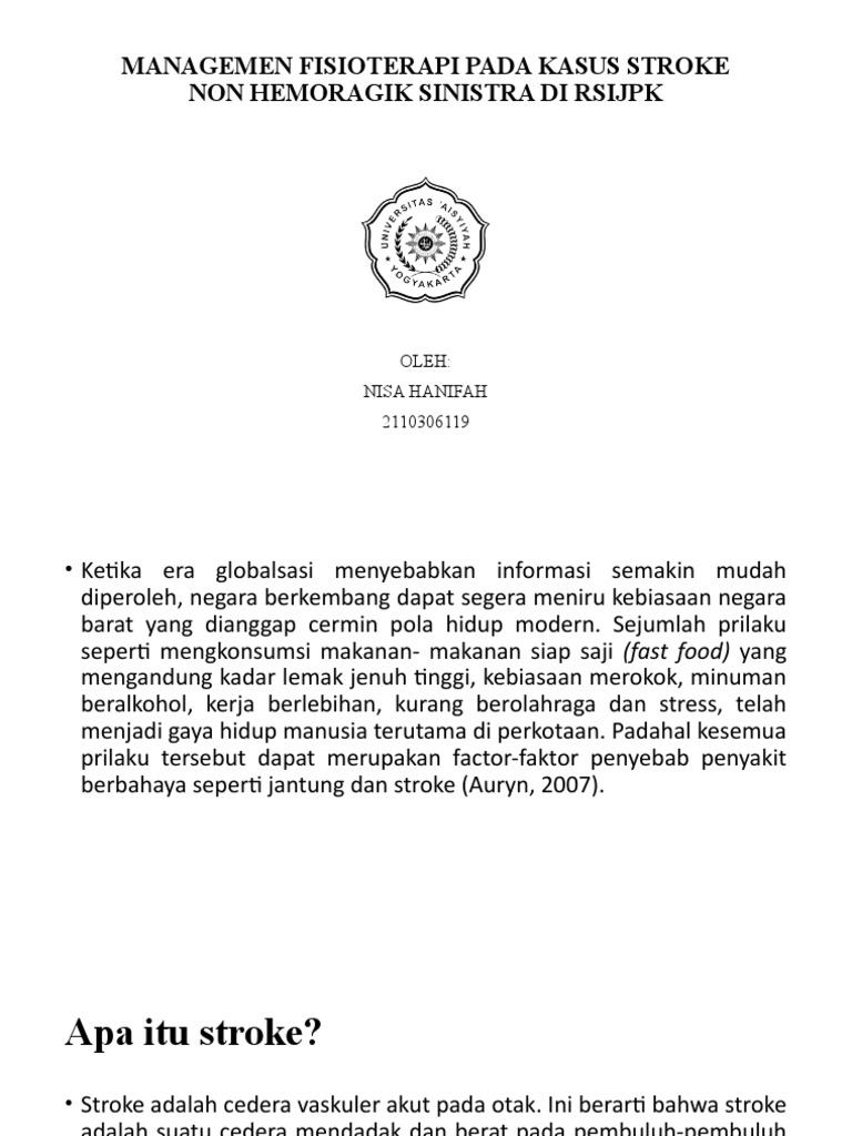 Neuro-Ppt Presus Managemen Fisioterapi Pada Kasus Stroke Non Hemoragik ...