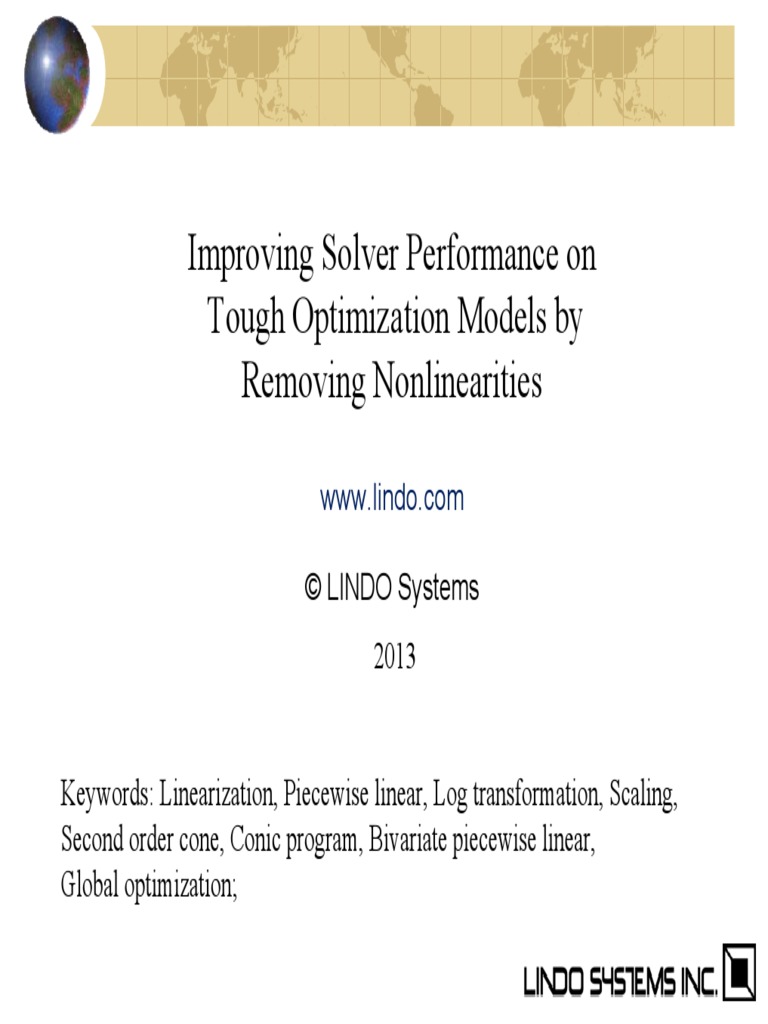 Lindo ModelSimplification | PDF | Mathematical Optimization | Linear Programming
