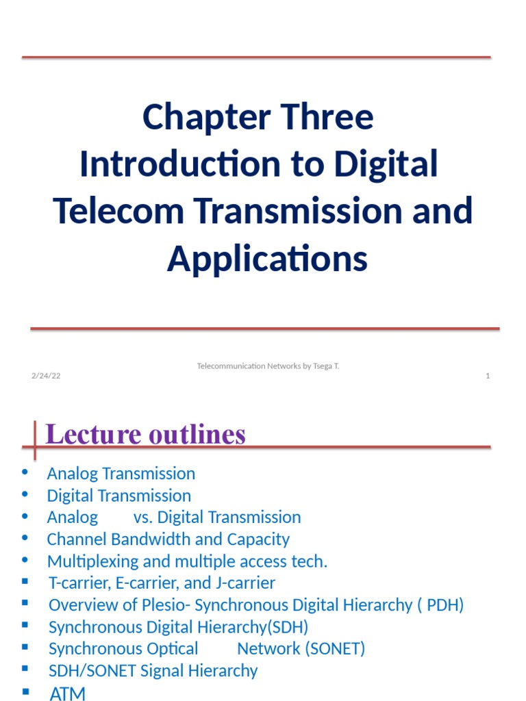 Chapter Three Introduction To Digital Telecom Transmission and ...