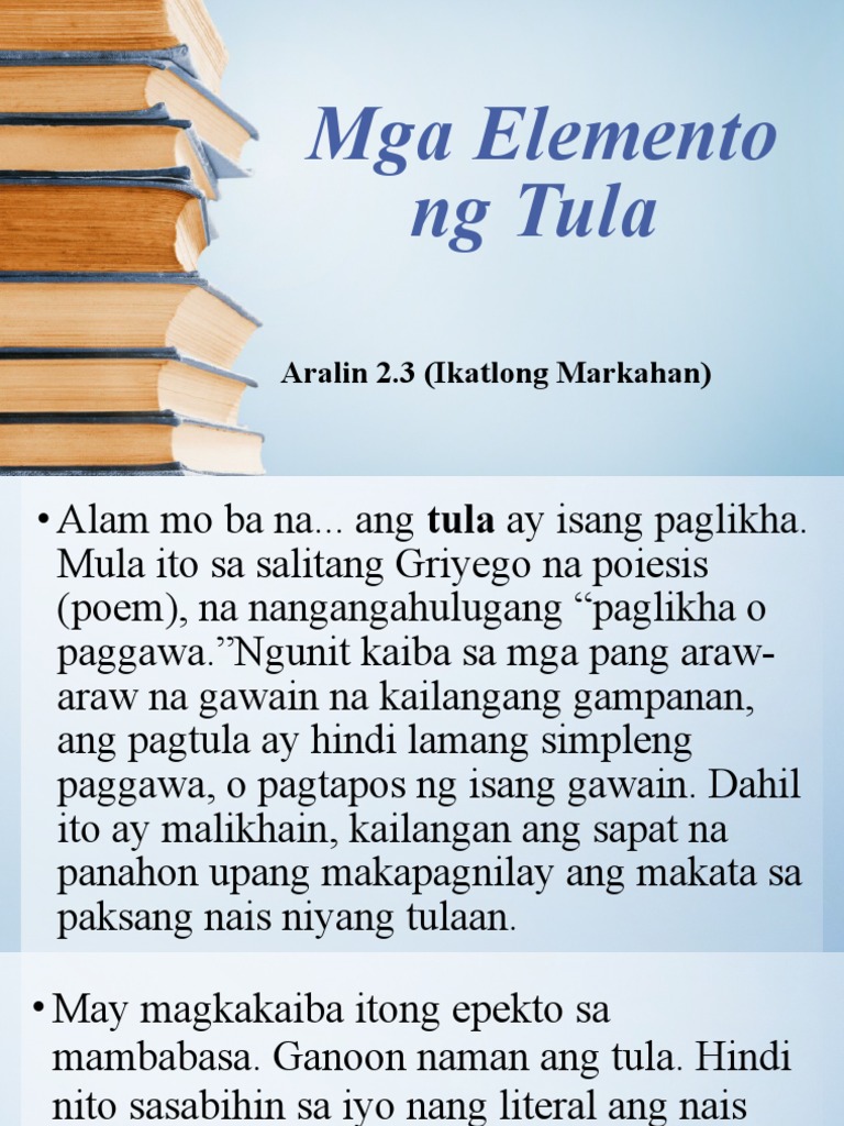 Aralin 2 3 Mga Elemento NG Tula | PDF