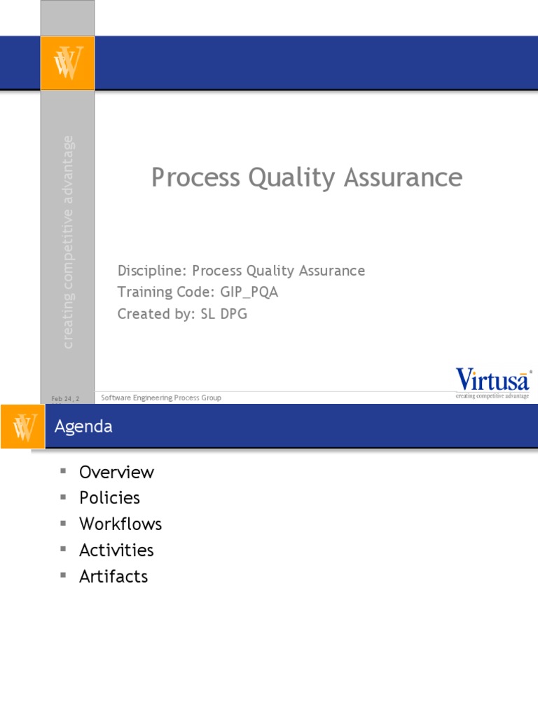 Process Quality Assurance: Discipline: Process Quality Assurance ...